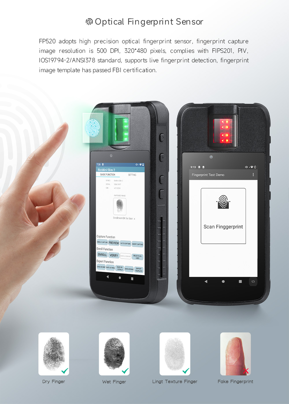 FP520 5 inch Biometric Tablet Terminal Device HFSECURITY