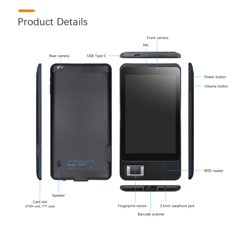 FP07 7 inch biometric tablet - HFSecurity biometric solution
