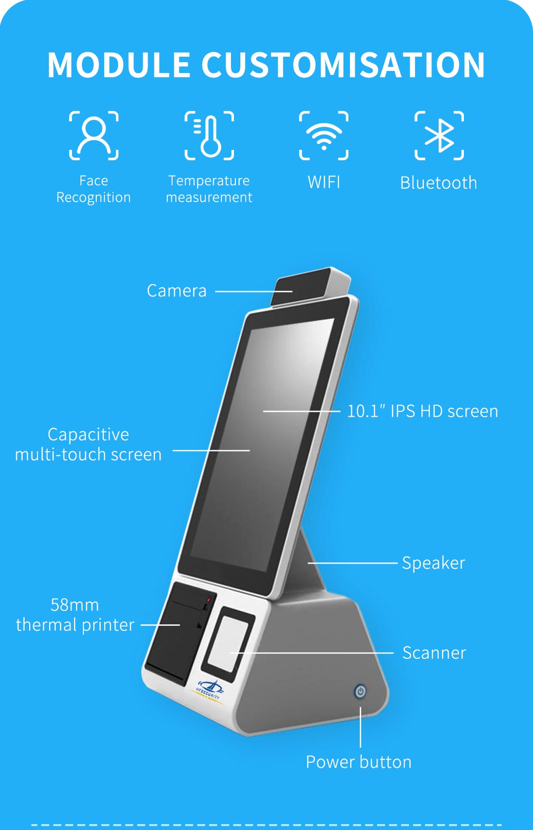 SP10 Android QR Code Kiosk - HFSecurity biometric solution