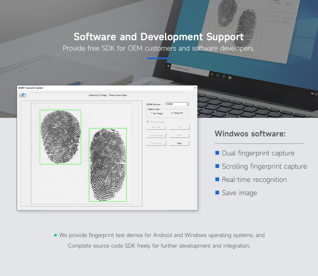 HFOS300plus stamp Fingerprint scanner - HFSecurity biometric solution